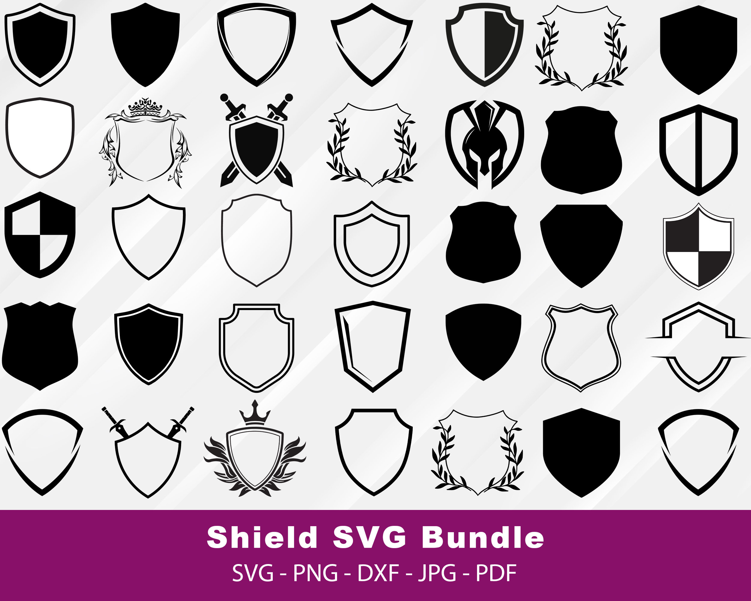 Shield Svg BUNDLE, Flowery Shield SVG, Shield PNG, Shield Clipart ...