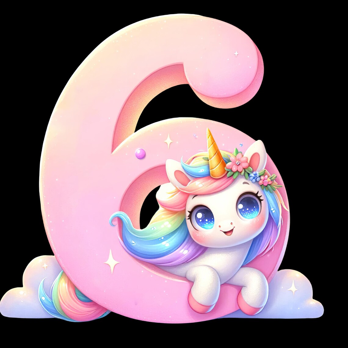 Unicorn Number Birthday Cake Topper: Rainbow Clipart Bundle (digital ...