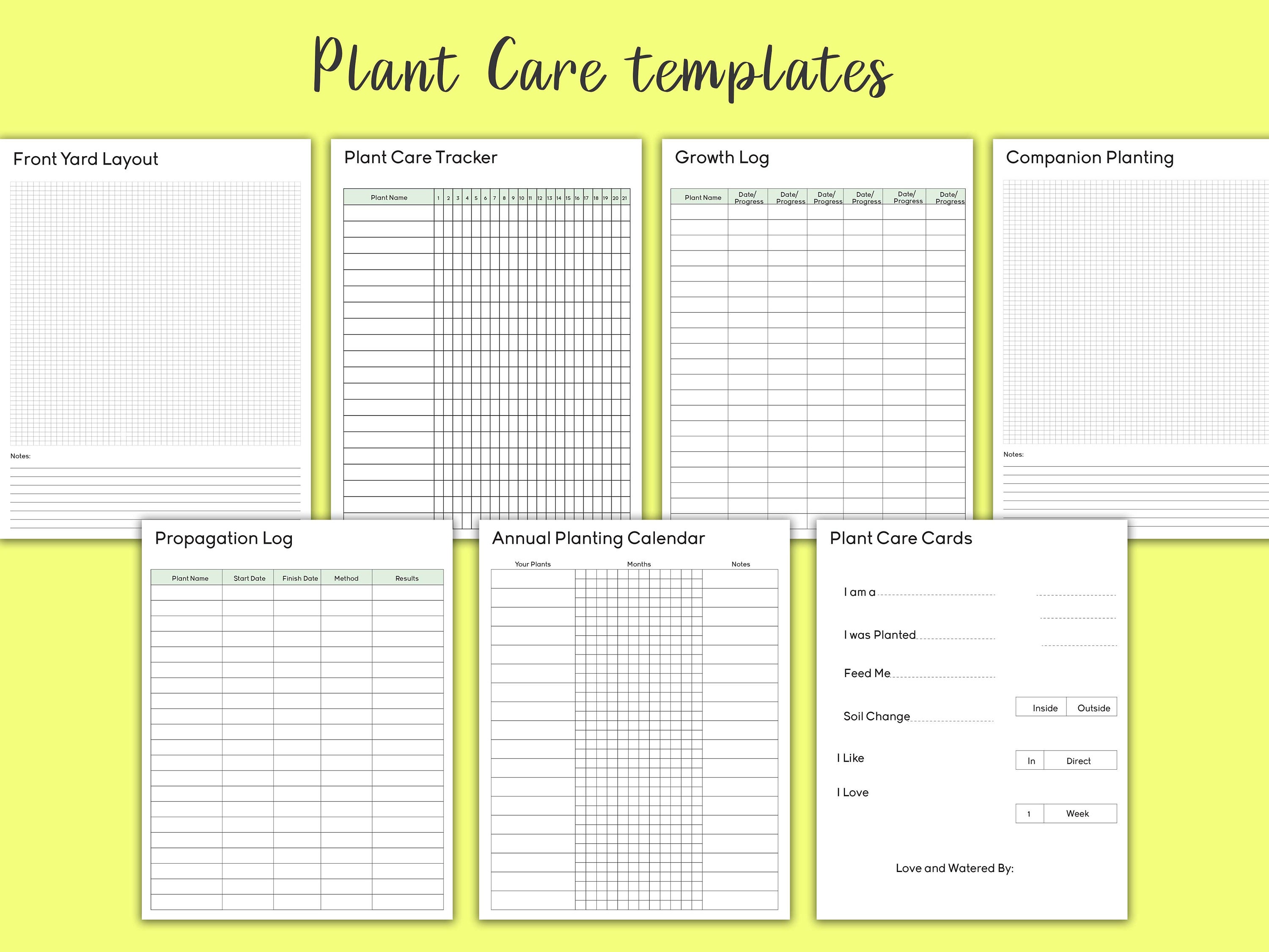 Garden Planner Printable: Plant Records, Gardening Logbook (US Letter ...