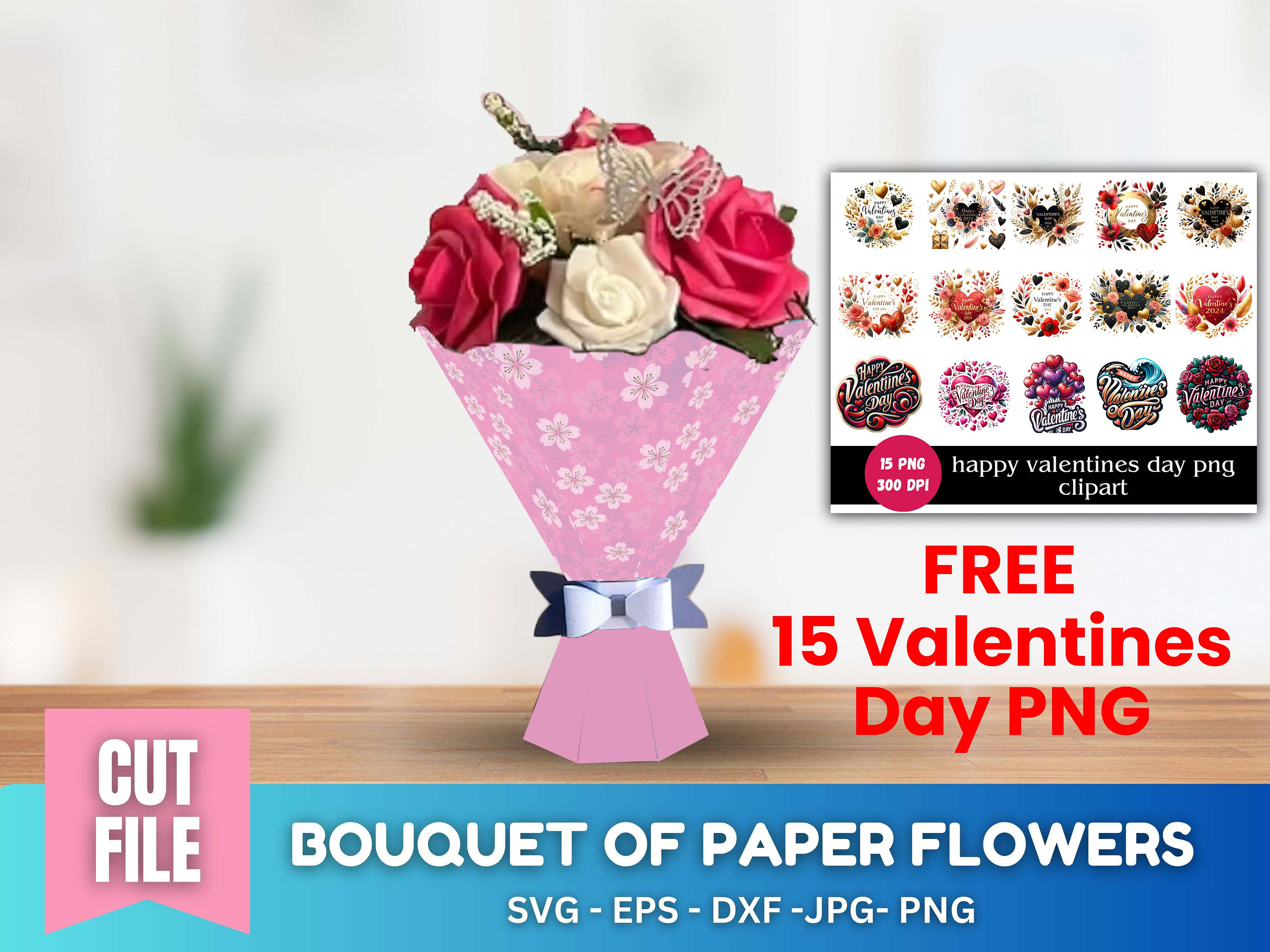 Paper Flower Bouquet SVG Vase Template (digital Download) - Etsy