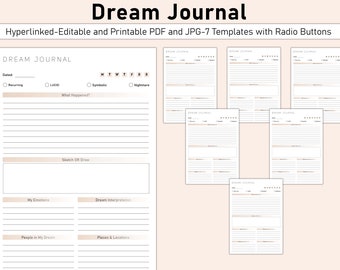 Digital Dream Journal Printable Daily Dream Tracker Digital Sleep ...