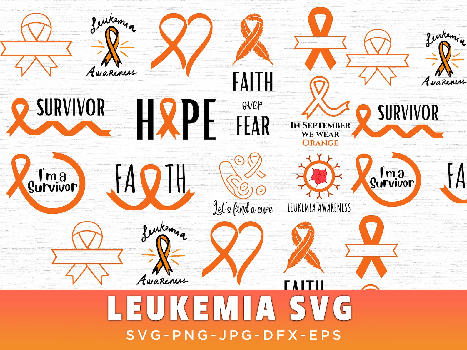 Leukemia Awareness Ribbon SVG Bundle: Cancer Survivor Designs (digital ...