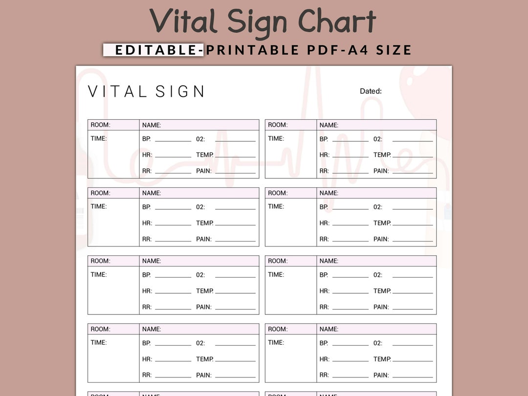 Comprehensive Vital Signs Tracker, Monitoring Vital Signs, Printable ...