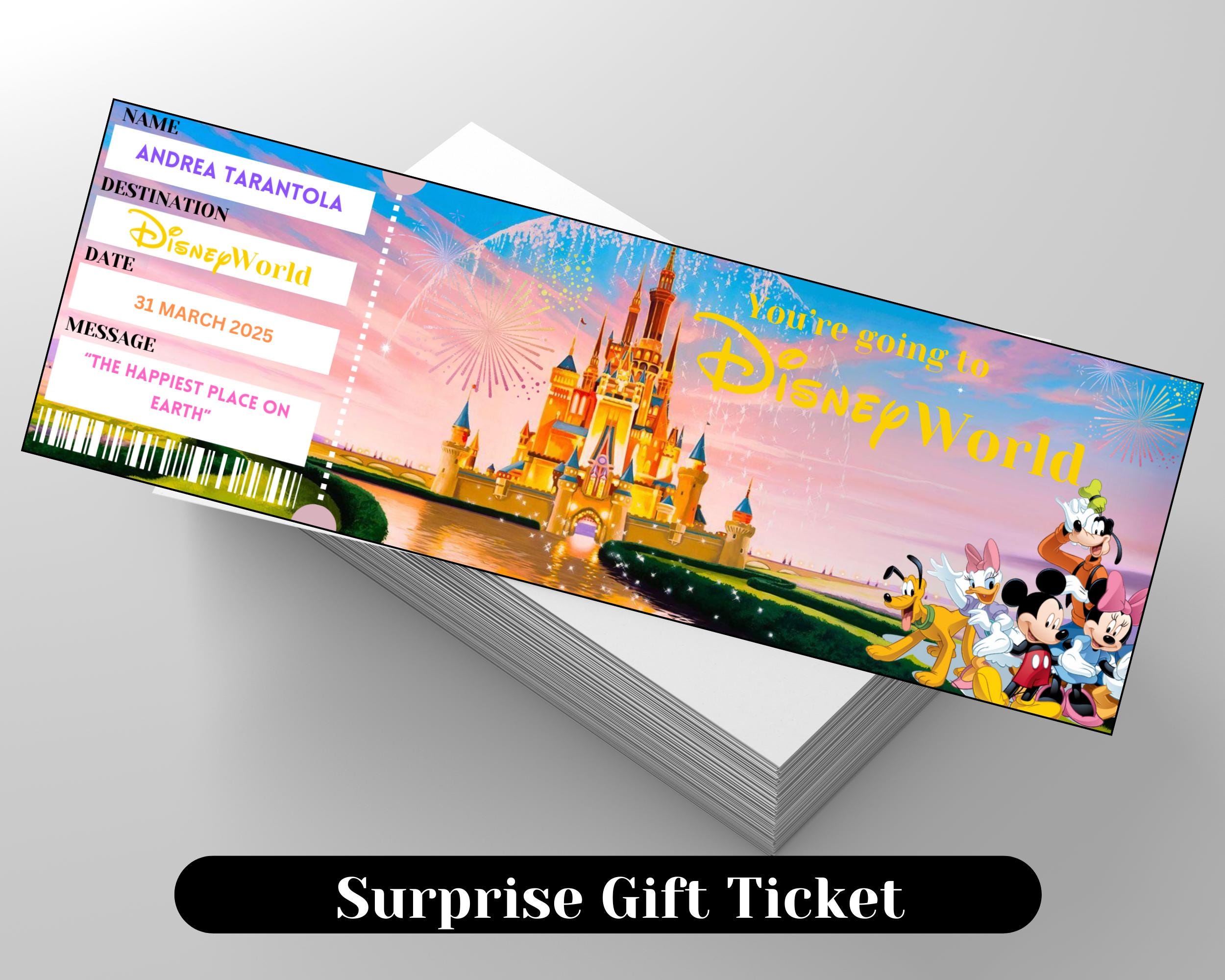 Printable Disneyland Surprise Trip Ticket: Canva Editable (instant ...