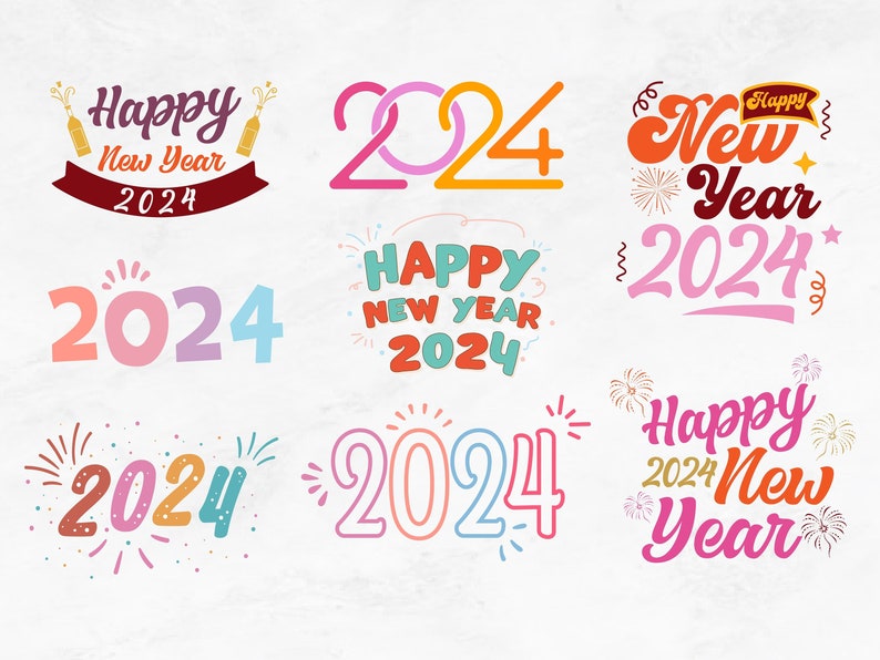 Happy New Year 2024 Svg Bundle Happy New Year 2024 Png - Etsy