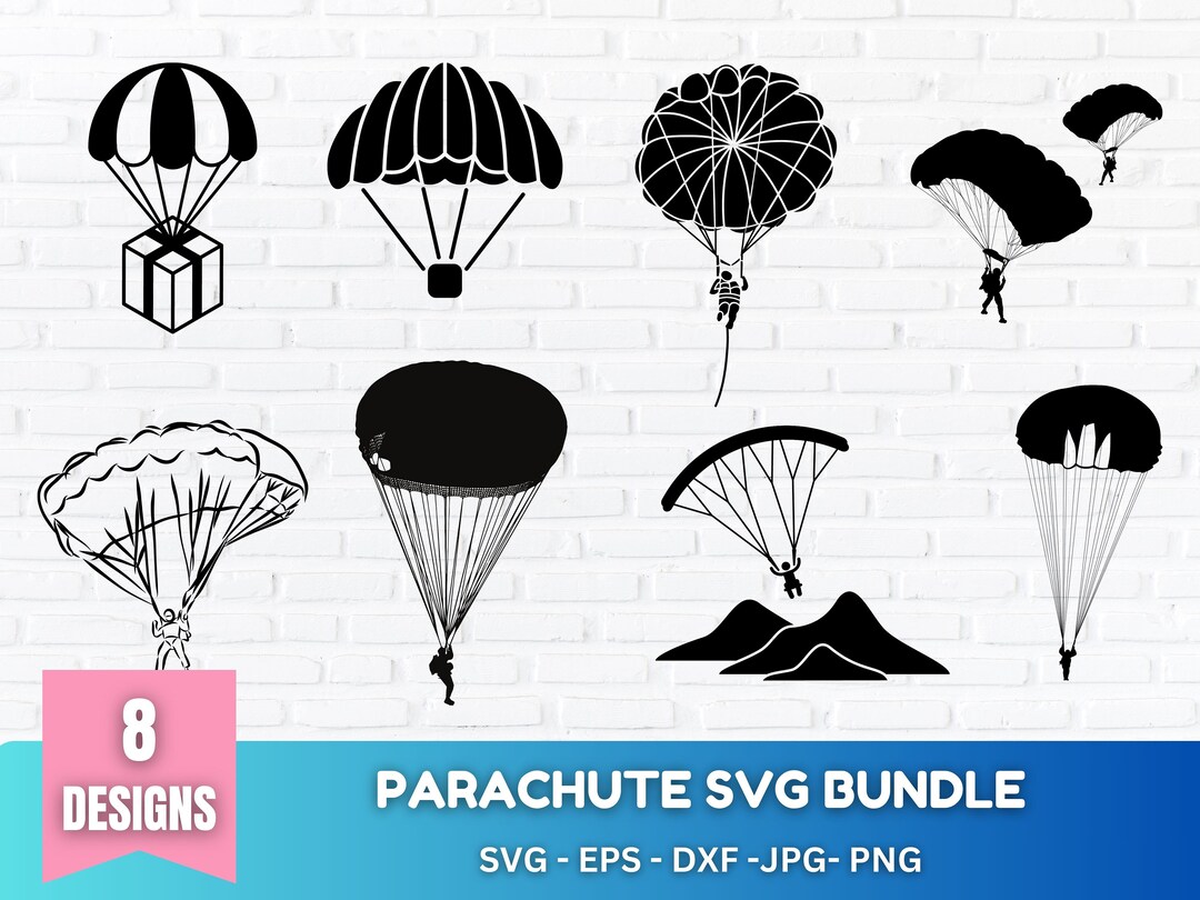 Parachute Svg Bundle, Parachute Vector, Parachute Clipart, Parachuting ...