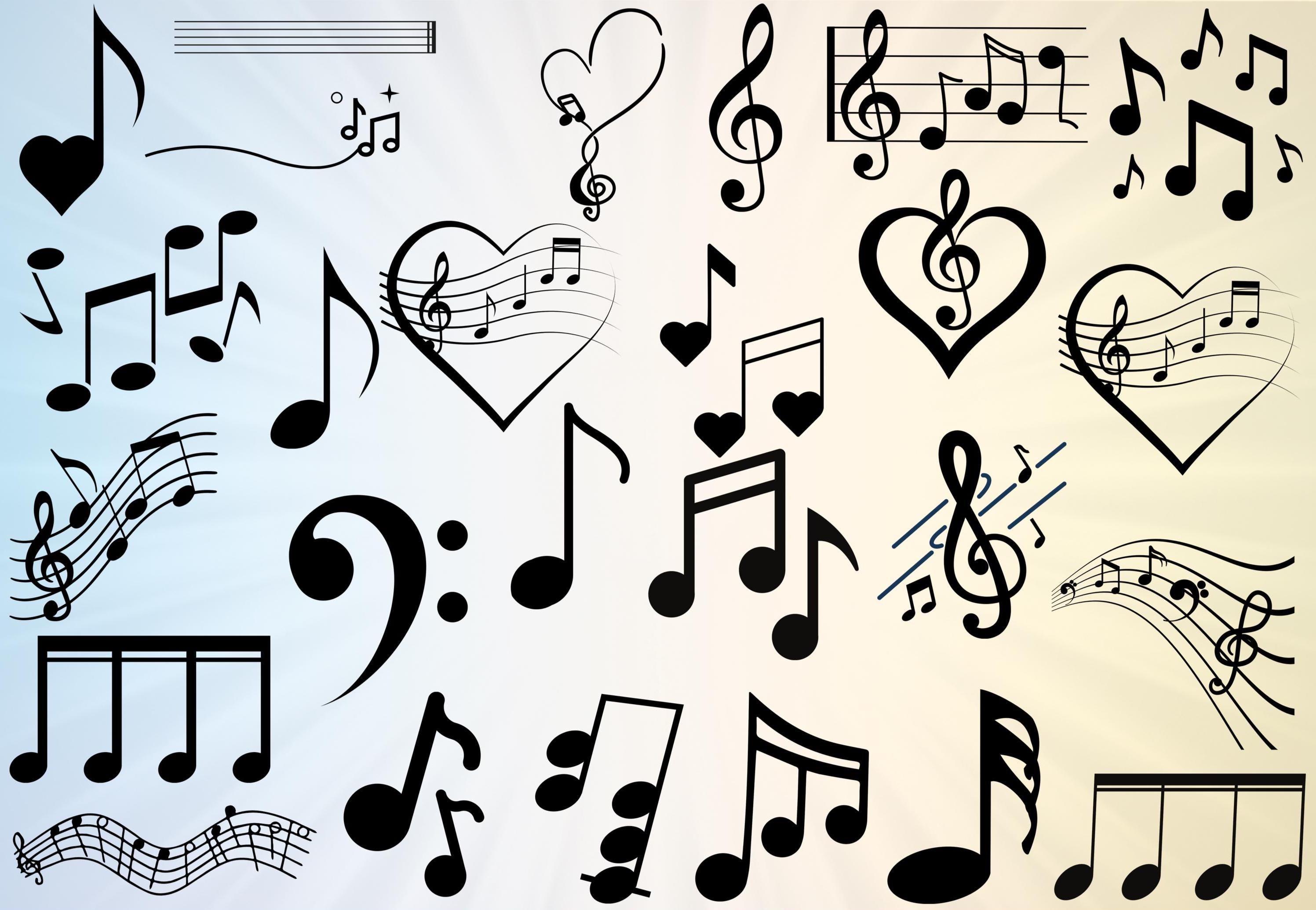 Music Notes SVG Bundle: Cut Files, Clipart, Vector (digital Download - Etsy
