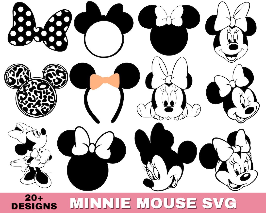Minnie Mouse Ears SVG Bundle: Birthday, Disneyland Designs (digital ...