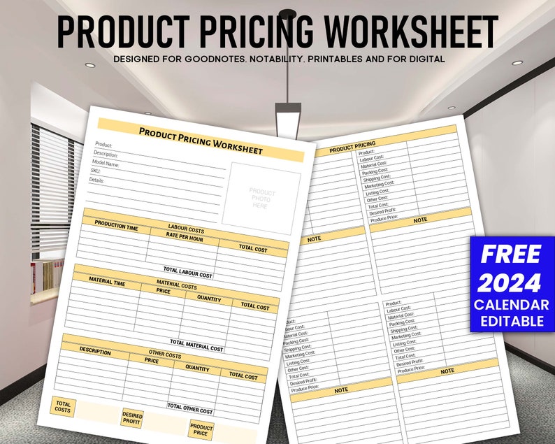 Product Pricing Worksheet: Small Business Planner (editable PDF) - Etsy
