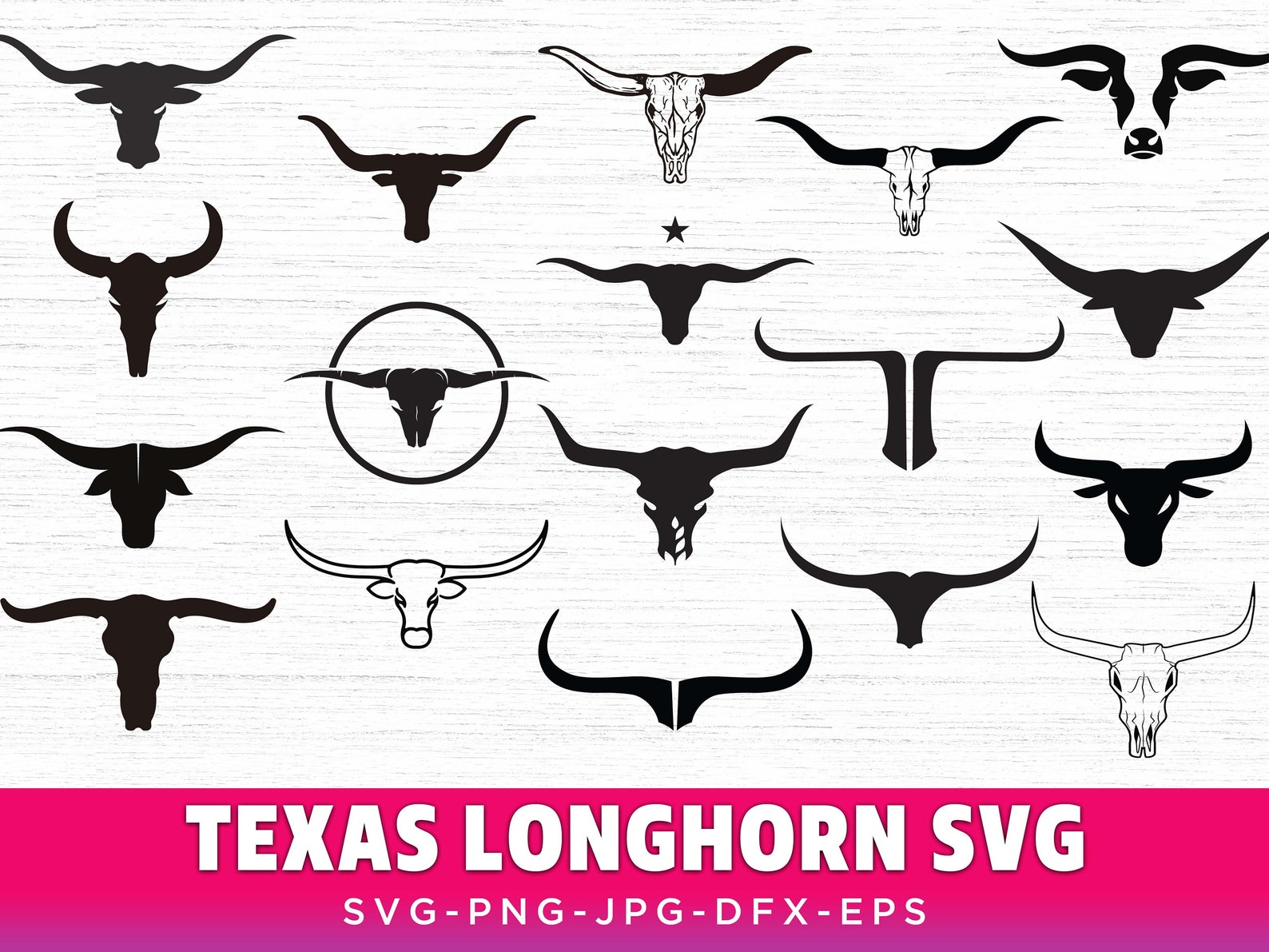 Texas Longhorn SVG Bundle: Cow Skull Vector Graphics (digital Download ...