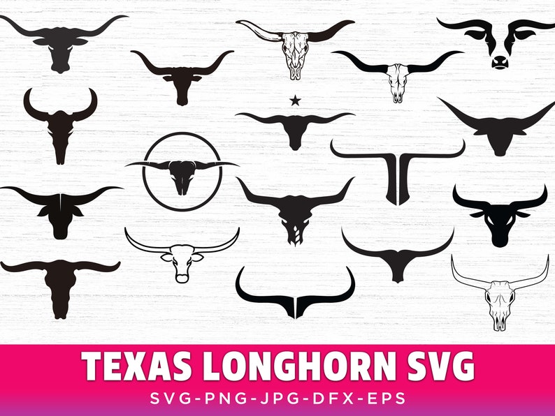 Texas Longhorn SVG Bundle: Cow Skull Vector Graphics (digital Download ...