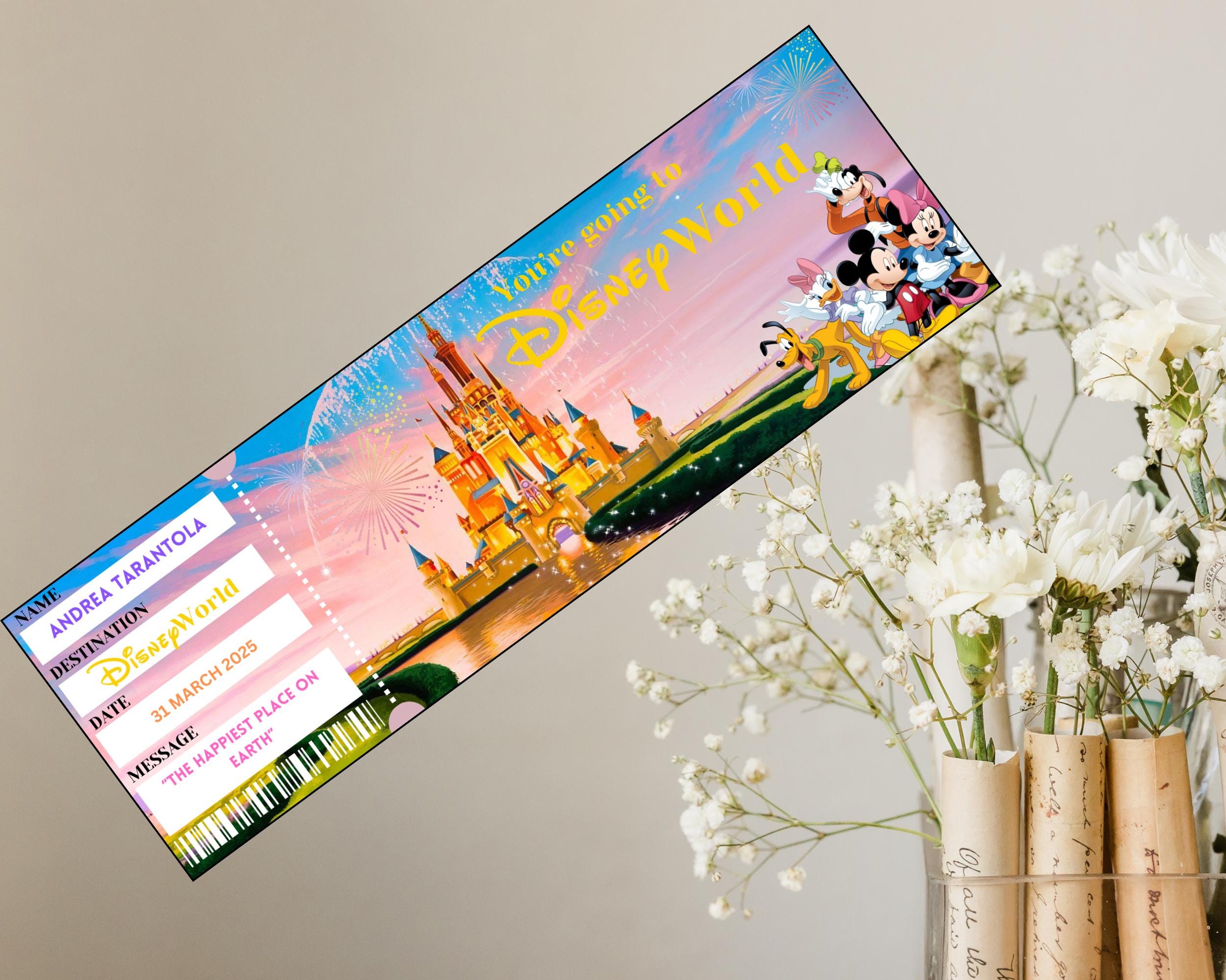 Printable Disneyland Surprise Trip Ticket: Canva Editable (instant ...