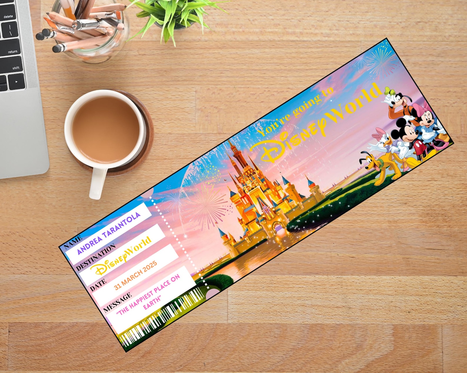 Printable Disneyland Surprise Trip Ticket: Canva Editable (instant ...