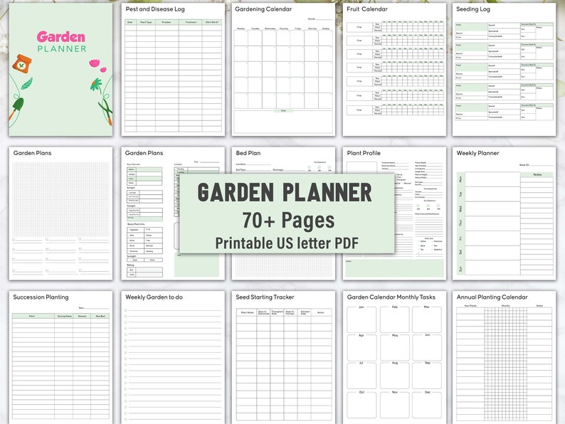 Garden Planner Printable: Plant Journal, Gardening Logbook (US Letter ...