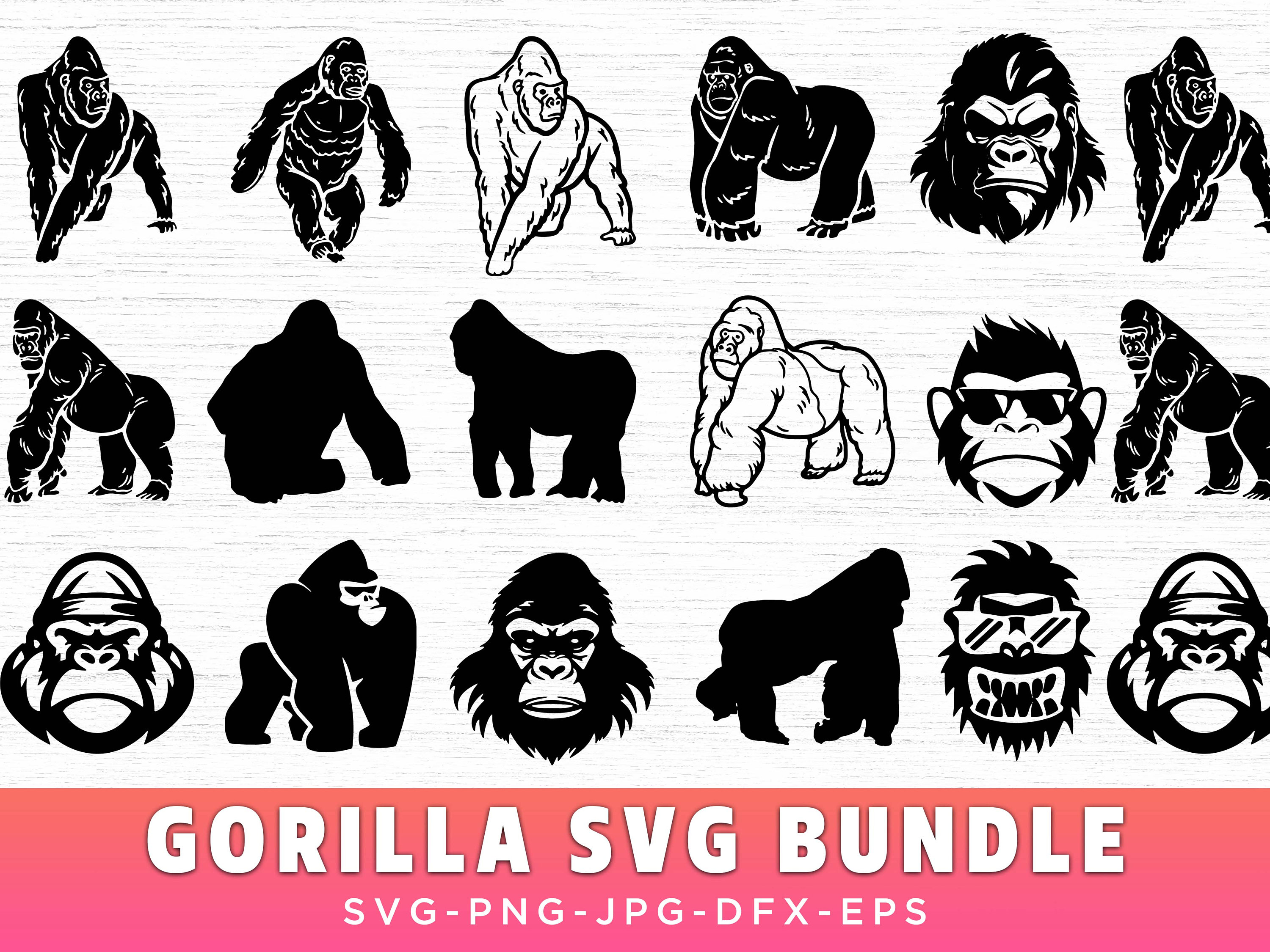 Gorilla Svg Bundle, Gorilla Svg, Monkey Svg, Gorilla Png, Gorilla Shirt ...