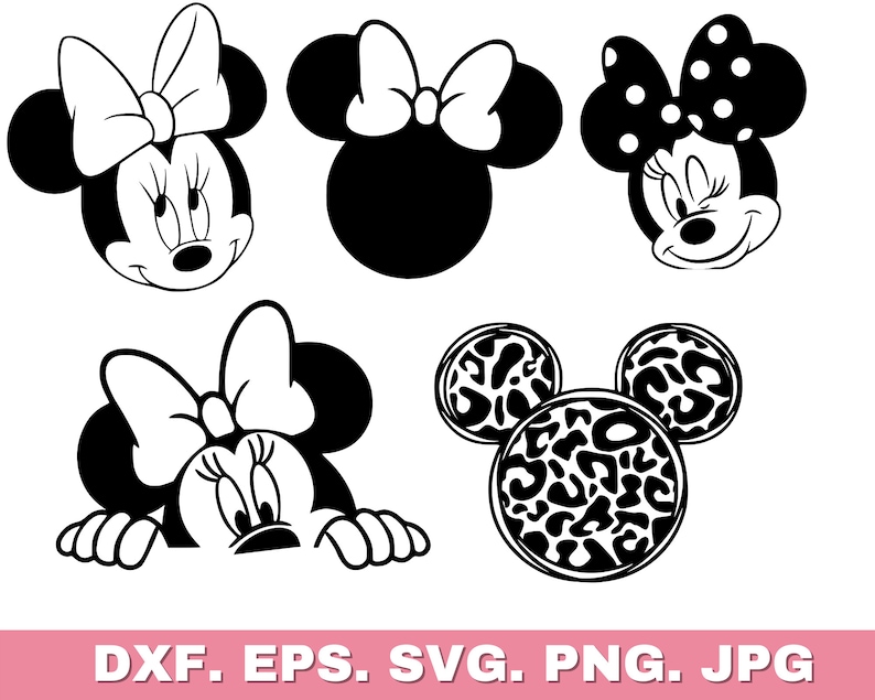 Minnie Mouse Ears SVG Bundle: Birthday, Disneyland Designs (digital ...