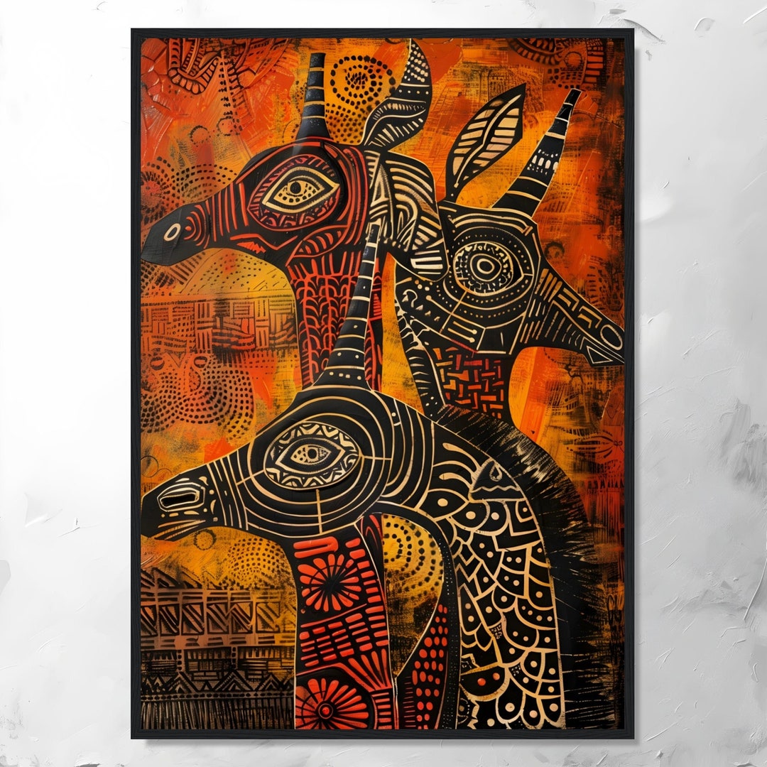 African Tribal Art: Abstract Giraffes Premium Matte Poster - Etsy