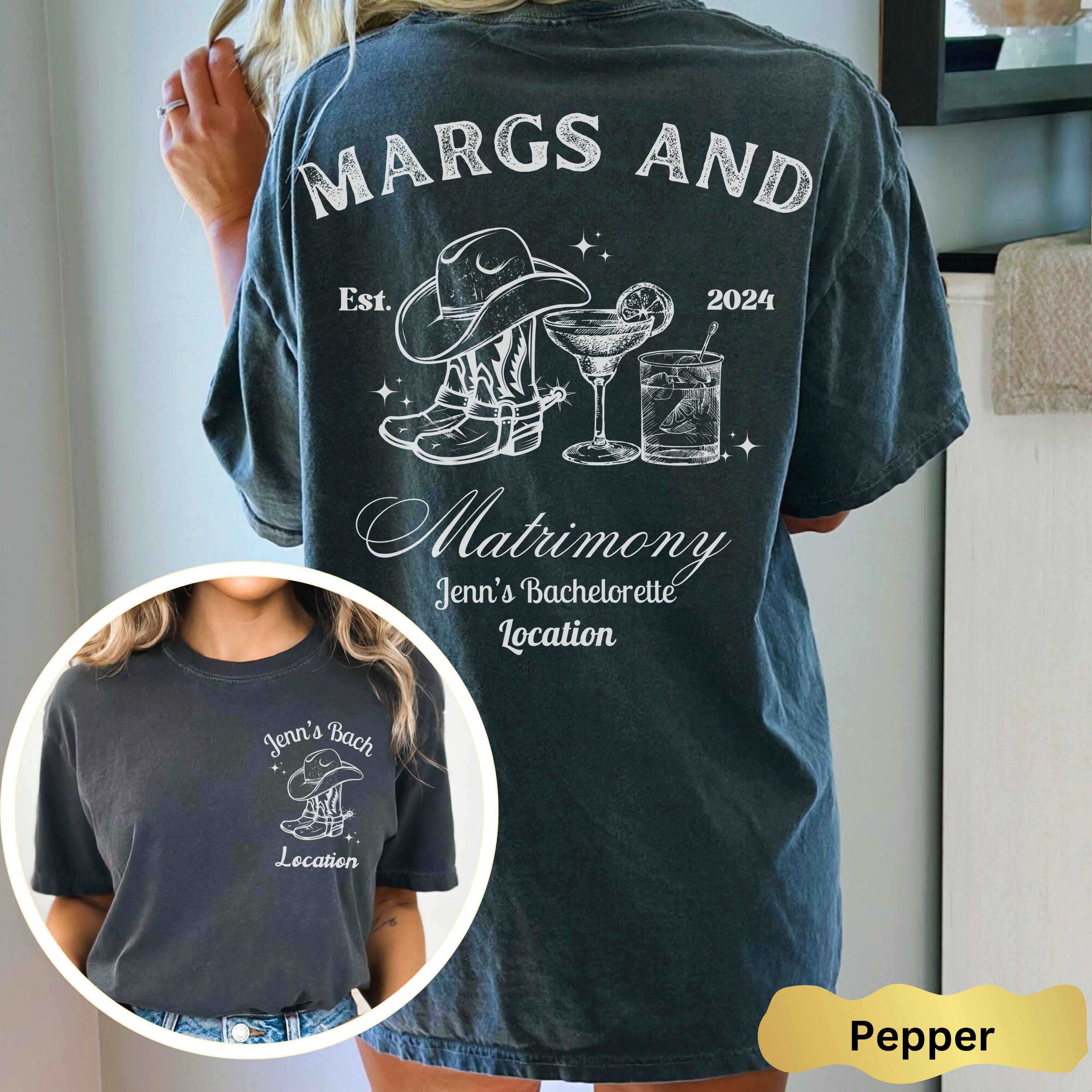 Margs and Matrimony Bachelorette T-shirt: Custom Margaritas Bridal ...