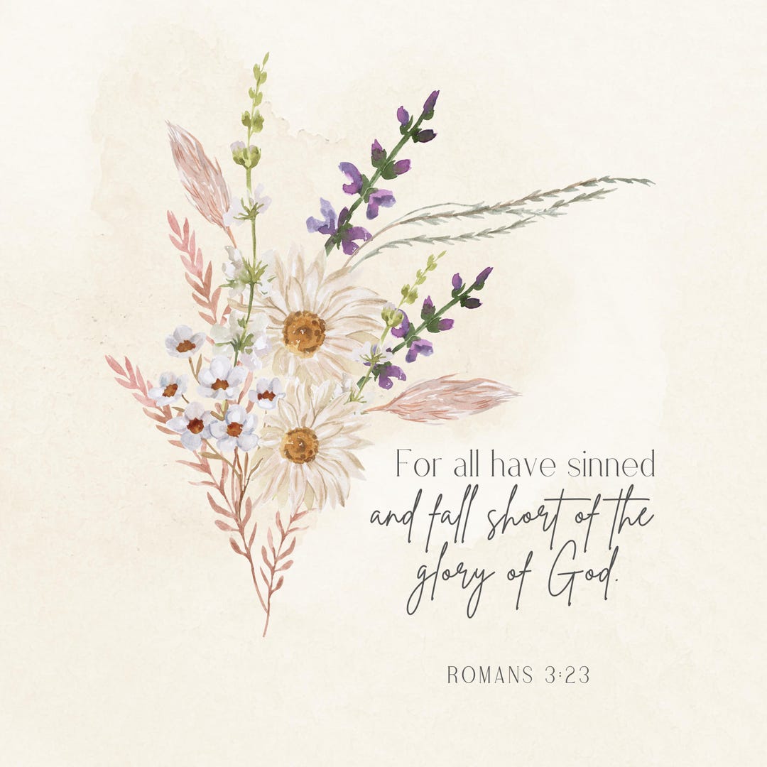 Scripture Wall Art Printable, Romans 3:23 NIV, Digital Download, Bible ...