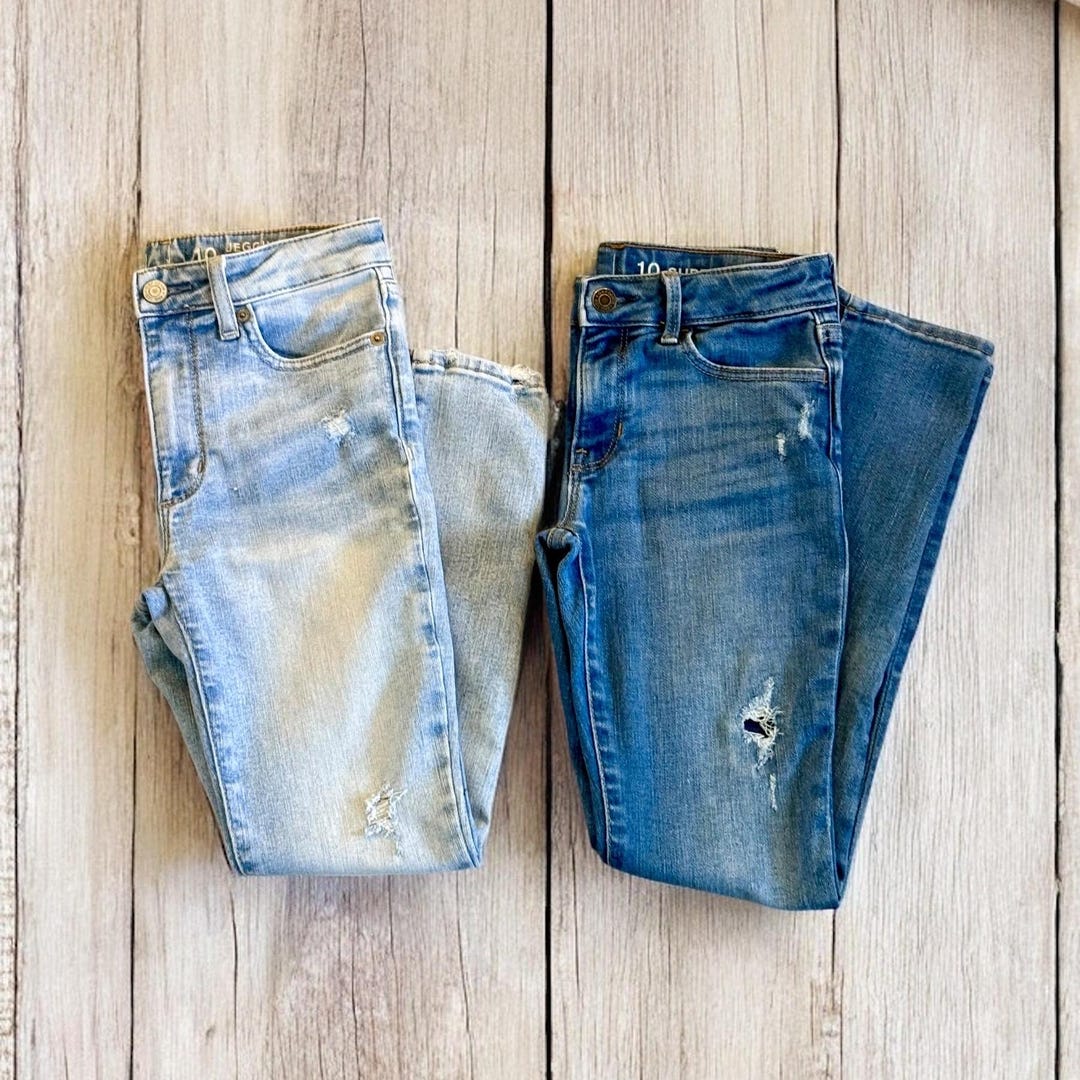 Vintage Fashion, 2 Pair Gap Girls Jeans Size 10, Distressed Skinny ...