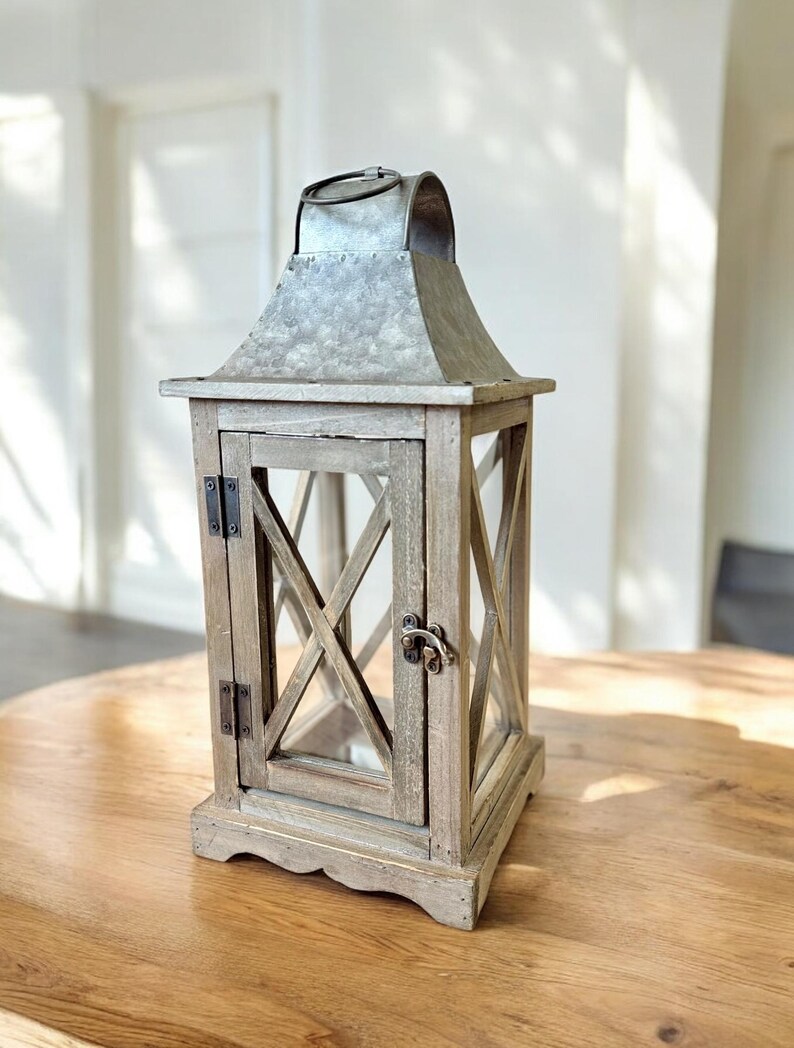 Vintage Urban Trends Wood Square Aesthetic Lantern With Metal Top and ...