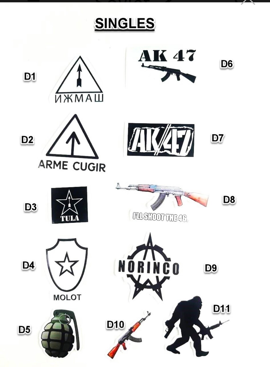 Pistol Pack / Gun Stickers / AK Stickers /handgun Stickers/ Pack of 10 ...