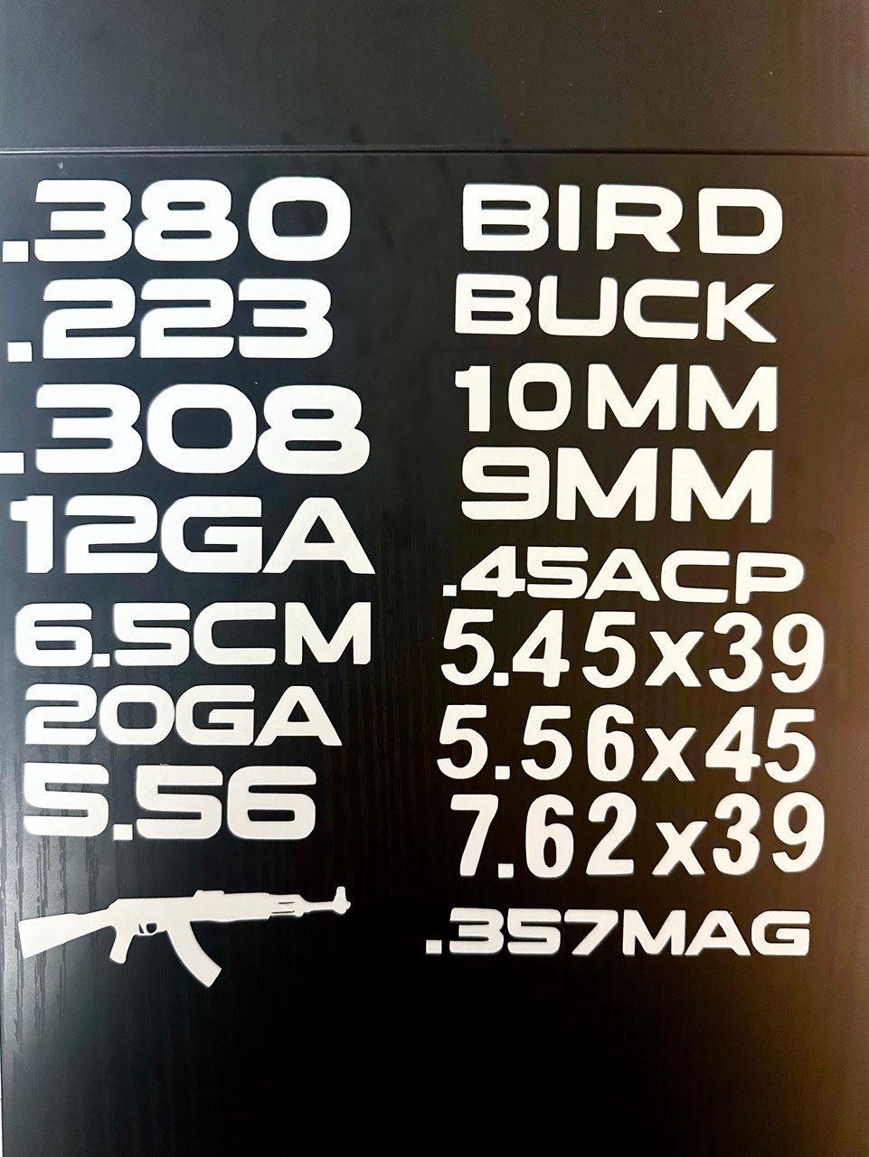 Ammo Can Calibers vinyl Label /decal /stickers/ Can Calibers/ 9mm / Ak ...