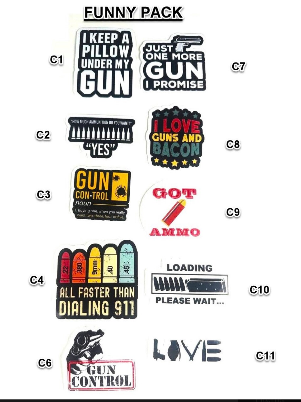 Pistol Pack / Gun Stickers / AK Stickers /handgun Stickers/ Pack of 10 ...