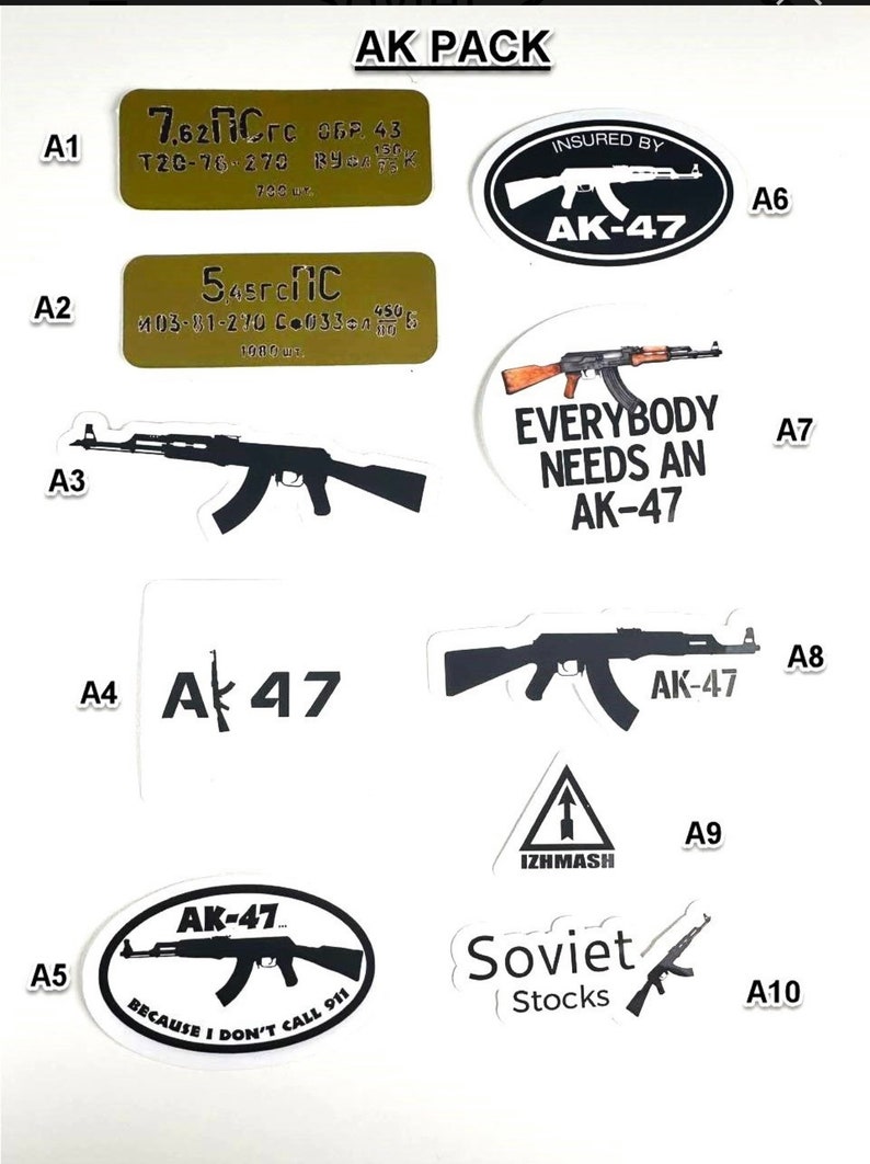 Pistol Pack / Gun Stickers / AK Stickers /handgun Stickers/ Pack of 10 ...