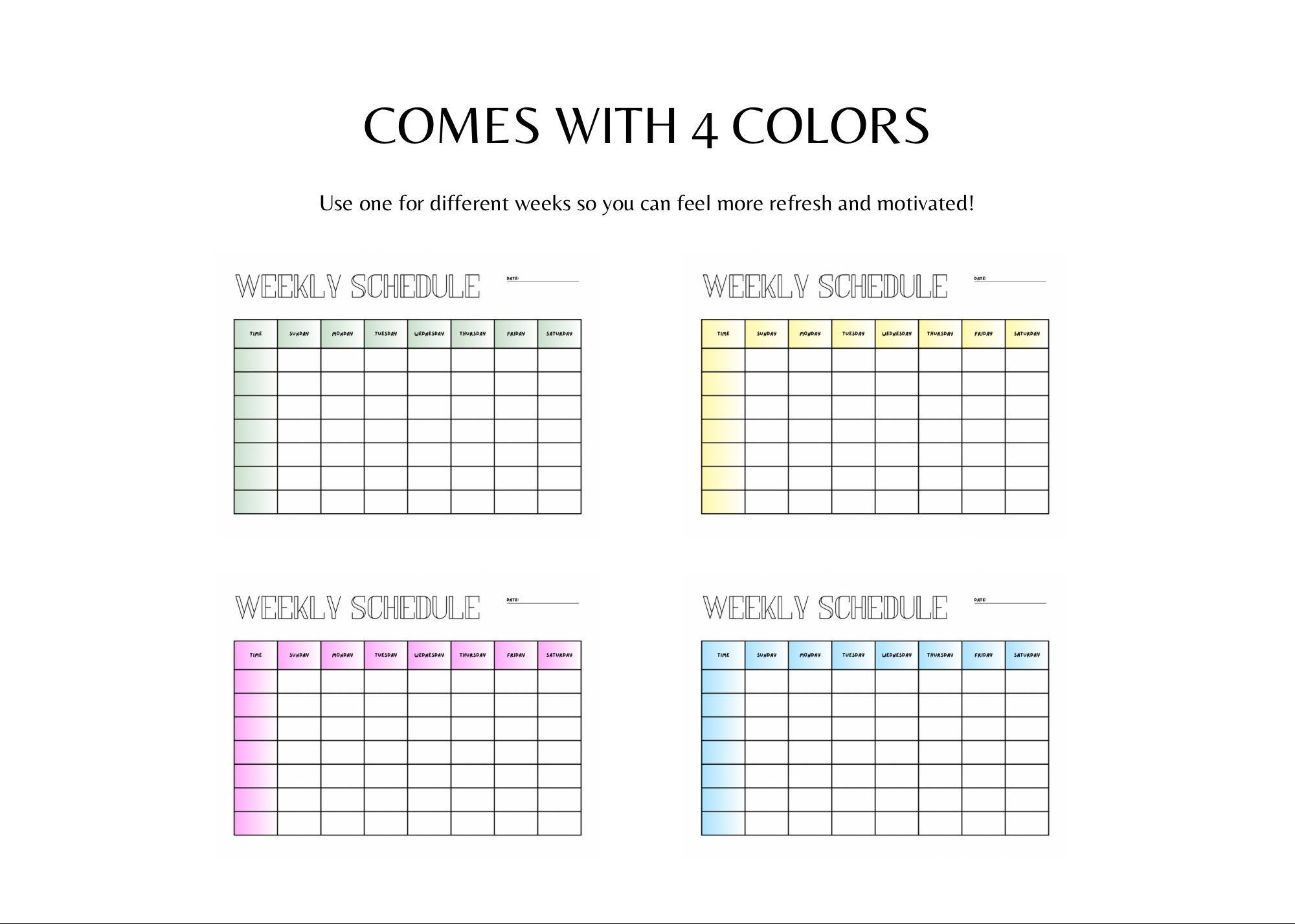 Editable Weekly Schedule Printable Colorful Weekly Schedule Bundle ...