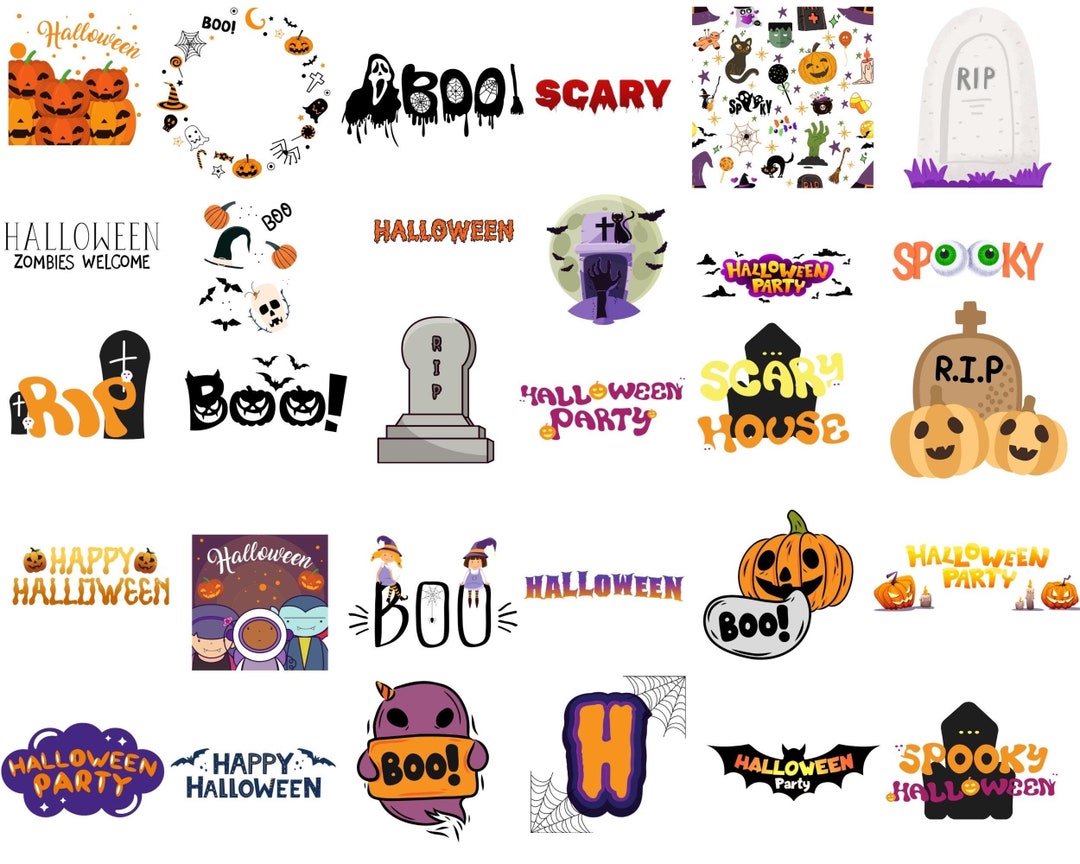 Halloween Themed Stickers Digital PNG - Etsy