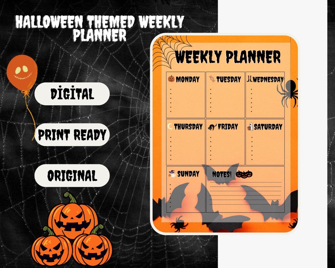 Halloween Themed Weekly Planner A4 Original Print Ready - Etsy