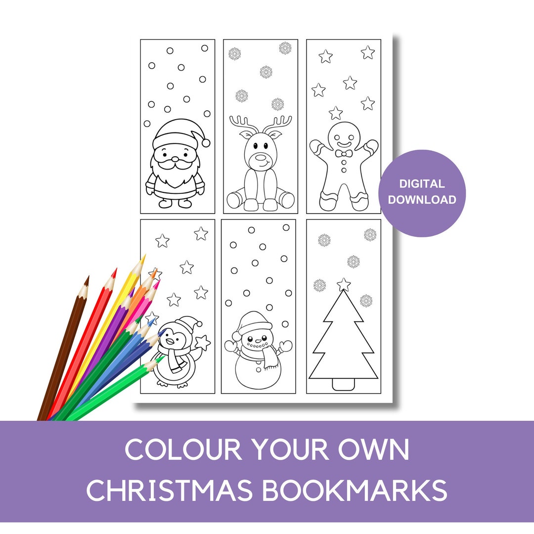Christmas Bookmarks - Colour Your Own Bookmarks - Printable - Etsy