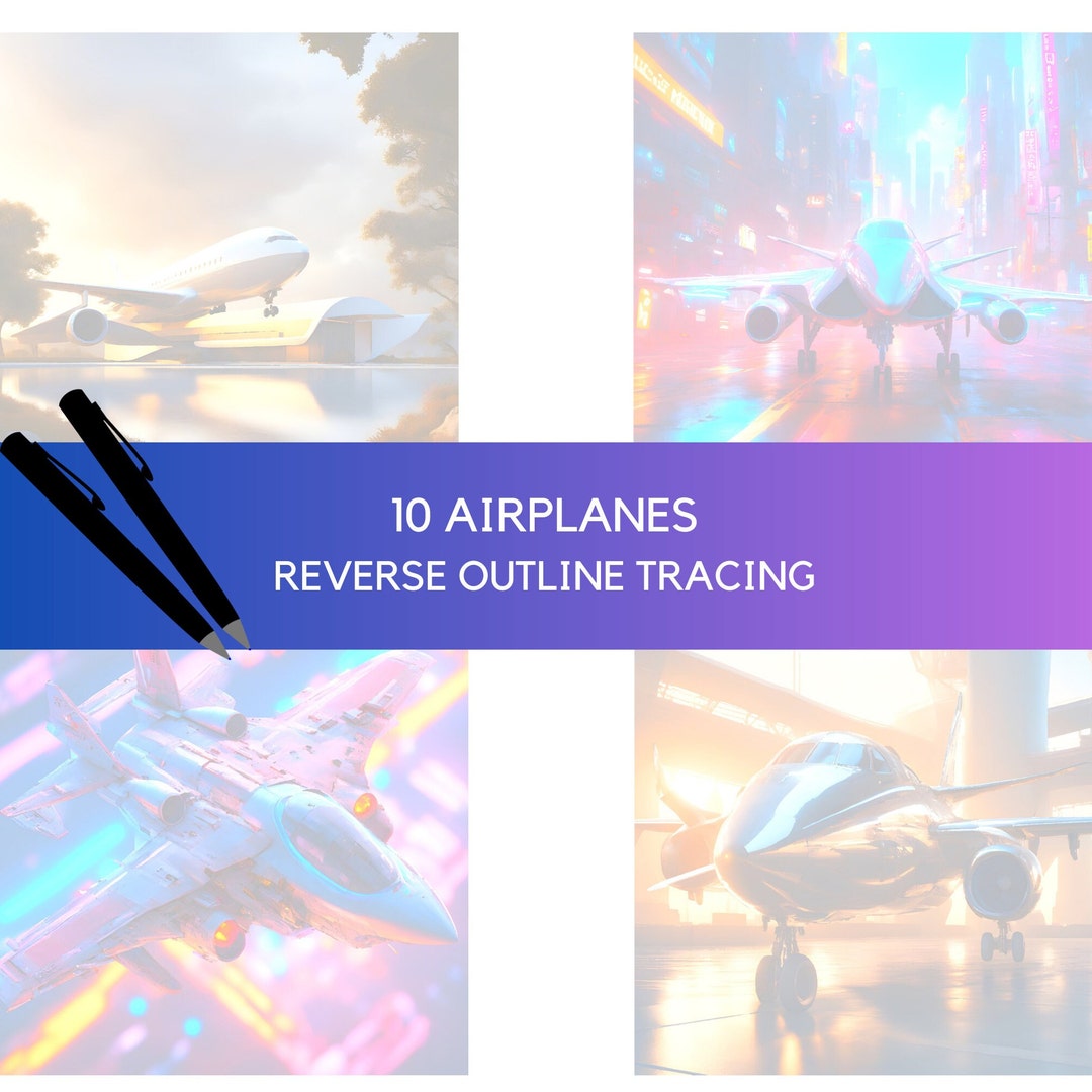 10 Airplane Reverse Colouring Pages - Printables - Digital Download - Etsy
