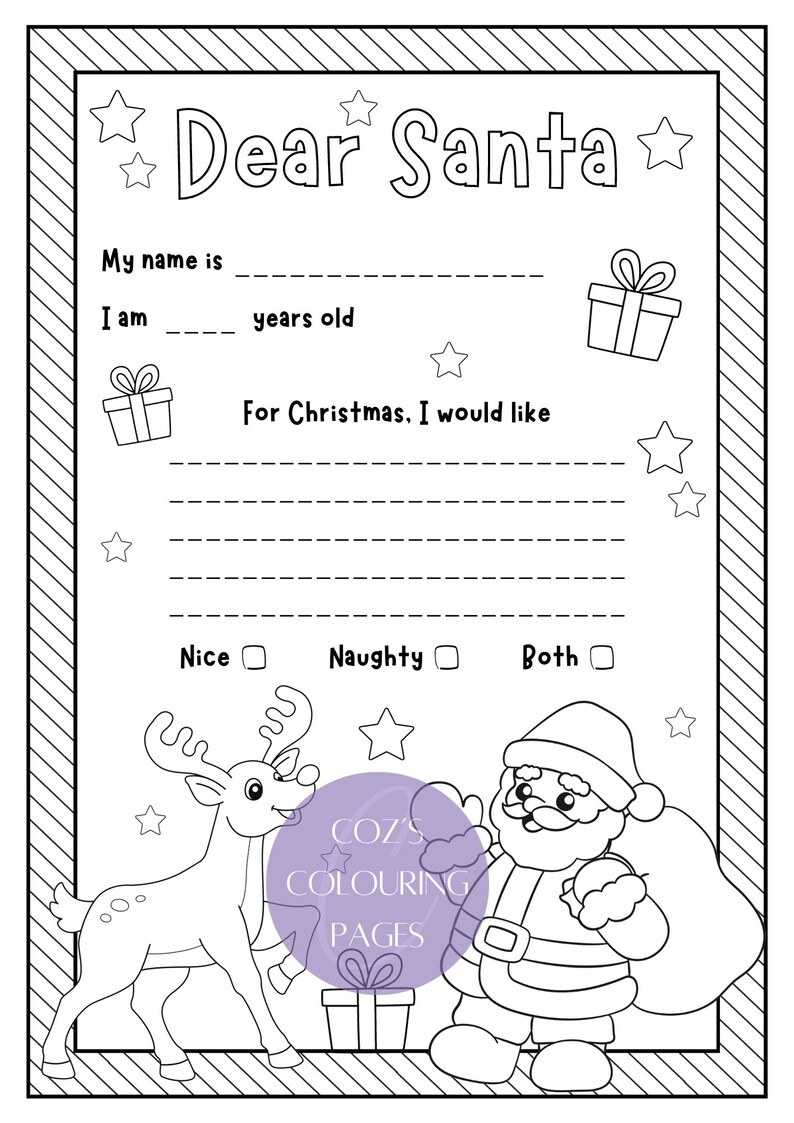 Santa Letter Colour Your Own Santa Letter Printable - Etsy