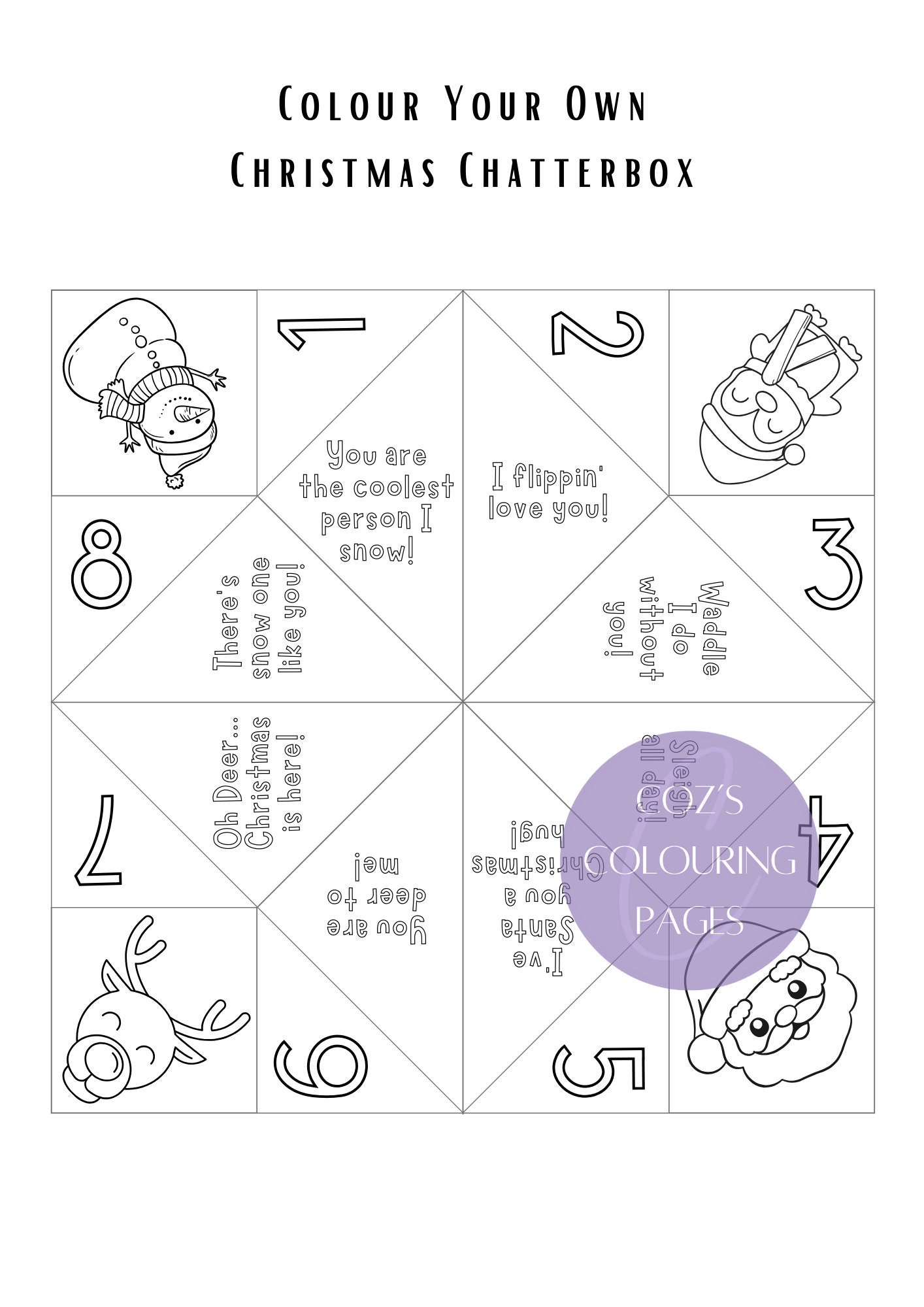 Christmas Chatterbox- Colour Your Own Chatterbox - Printable - Etsy