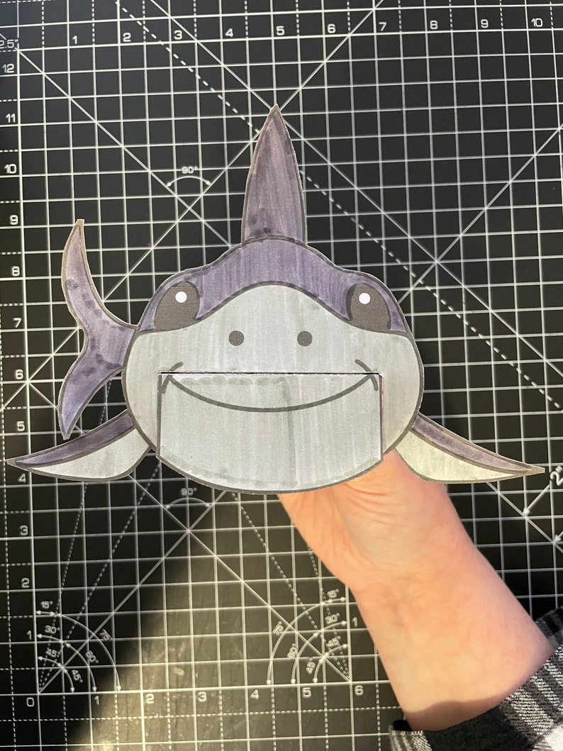 Shark Hand Puppet - Colour Your Own Hand Puppet- Printable - Etsy