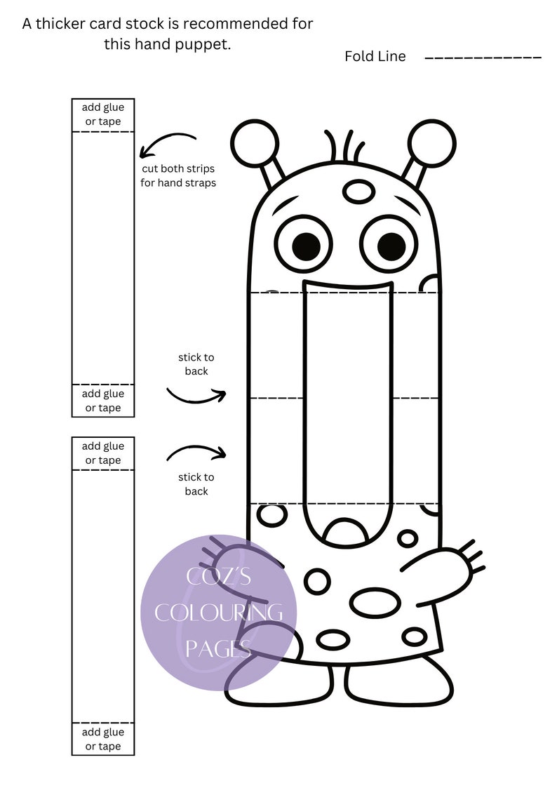 Monster Hand Puppet: Colour-your-own Printable (digital Download) - Etsy