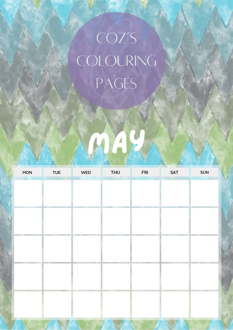 Calendar Reverse Colouring Pages Printables Digital Download - Etsy