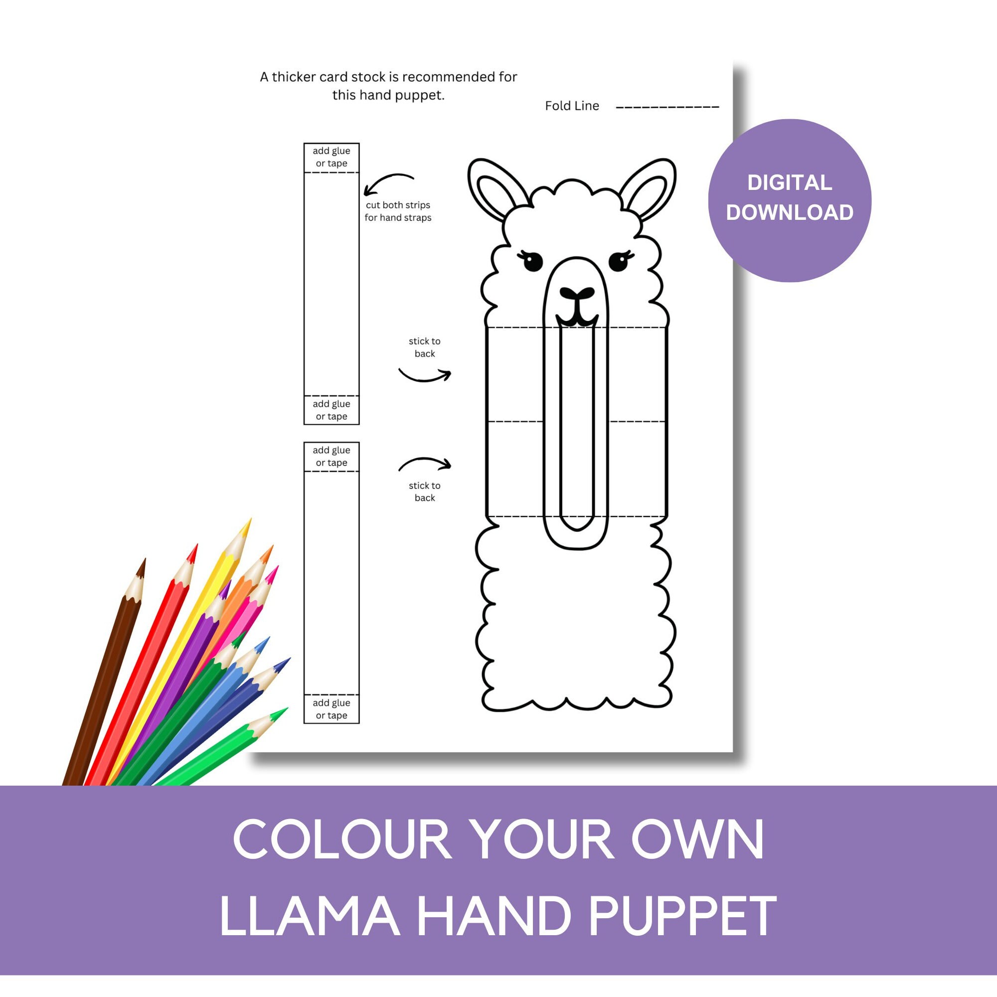 Llama Hand Puppet Colour Your Own Hand Puppet Printable - Etsy