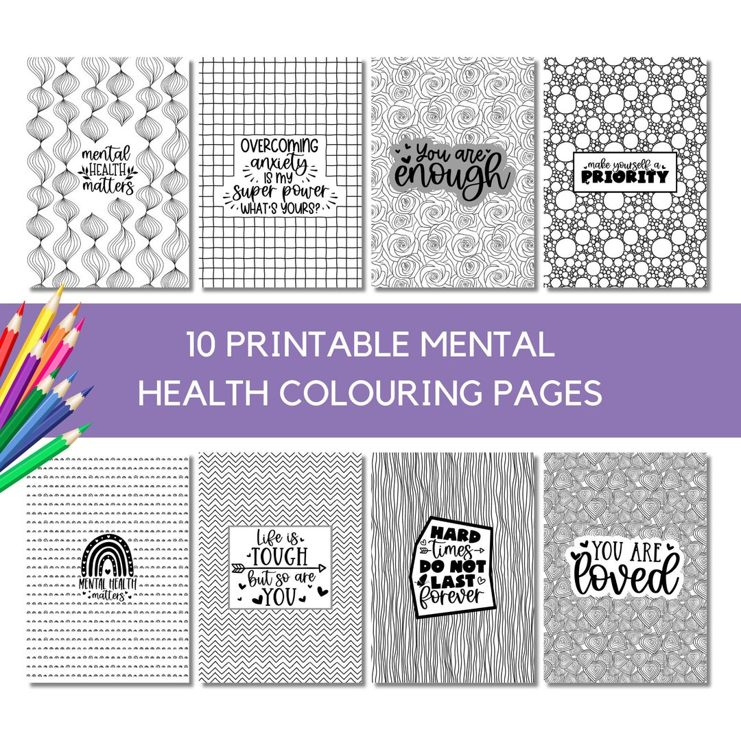 Mental Health Colouring Pages - Printables - Digital Download - Etsy