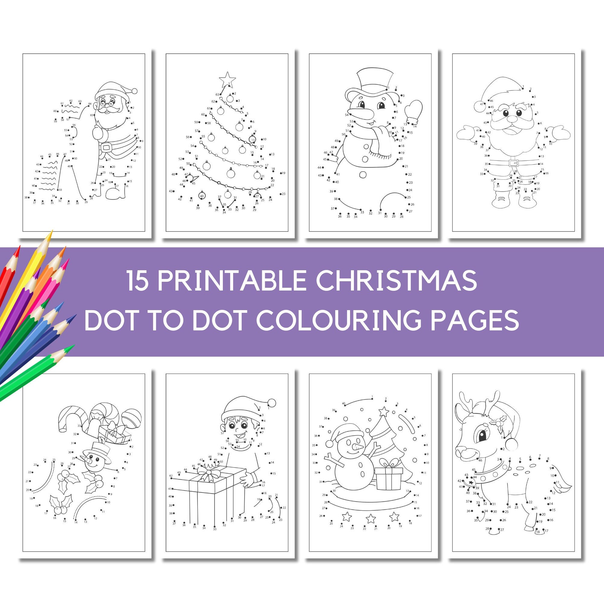 Christmas Dot to Dot Colouring Pages - Printables - Kids Colouring ...