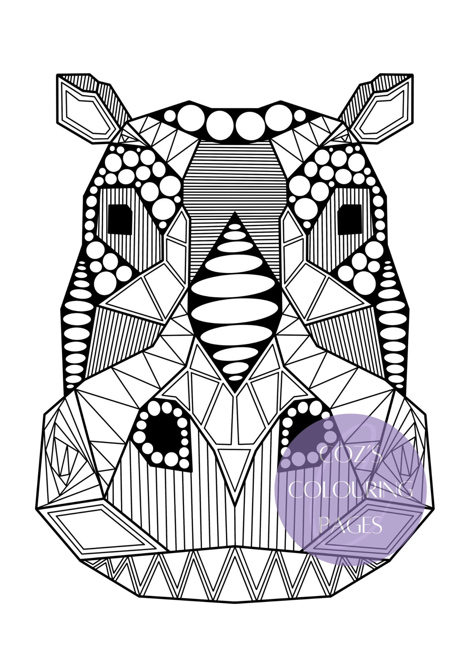 Geometric Animal Zendoodle Colouring Pages - Digital Download - Etsy