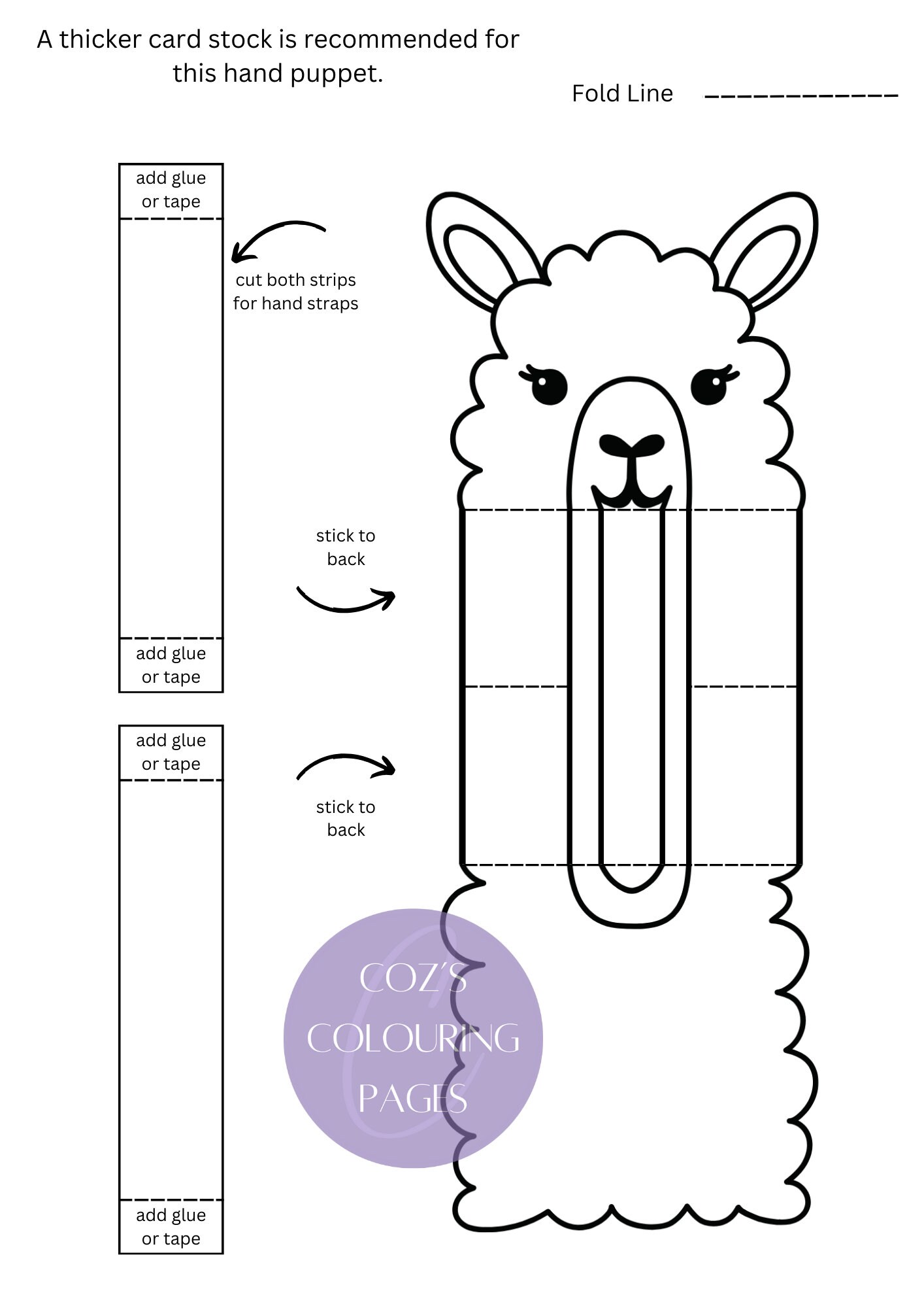 Llama Hand Puppet Colour Your Own Hand Puppet Printable - Etsy