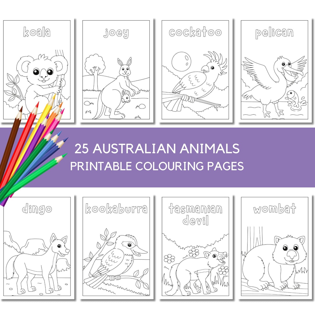 Australian Animal Colouring Pages - Printable Colouring Pages - Etsy