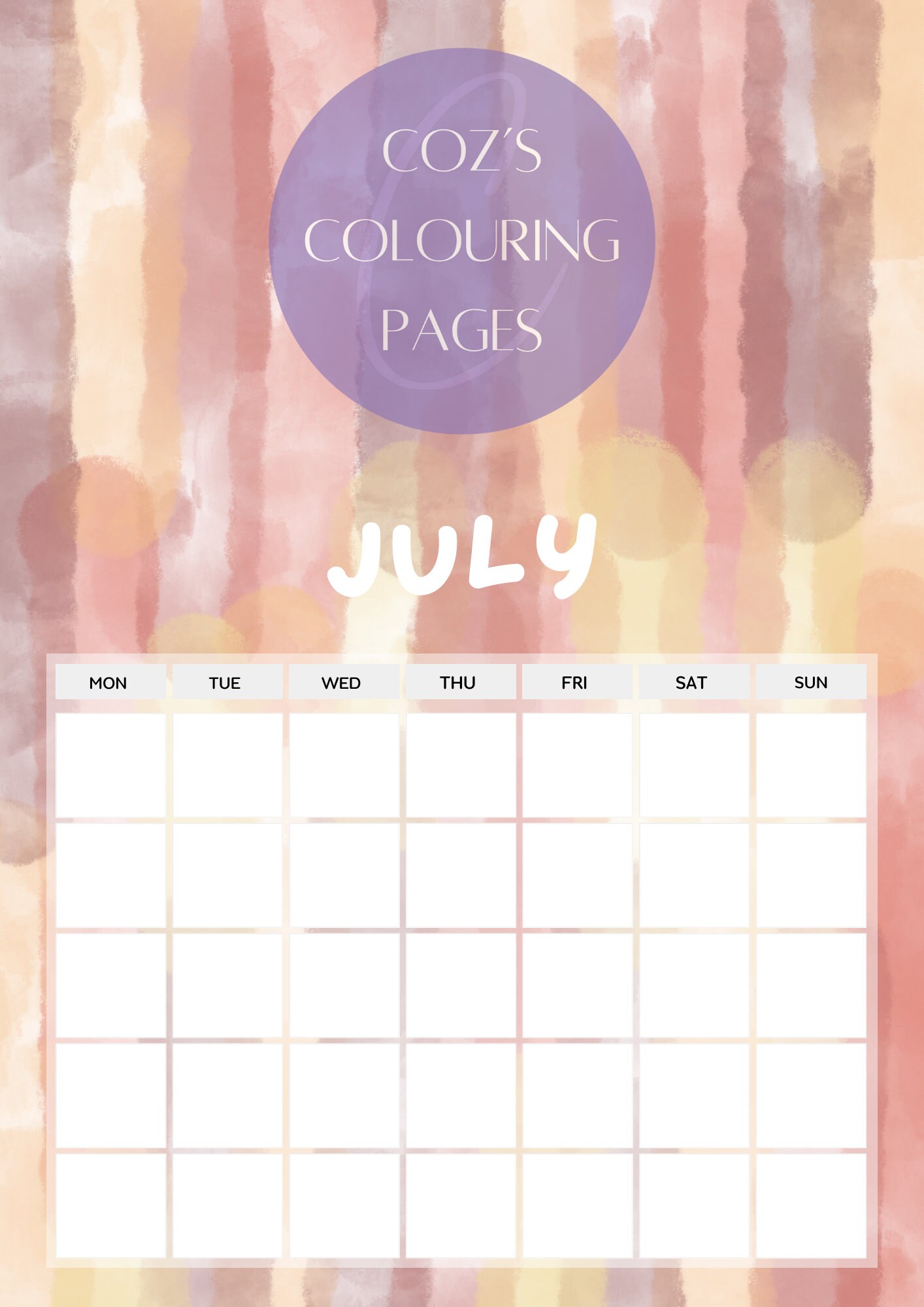 Calendar Reverse Colouring Pages Printables Digital Download - Etsy