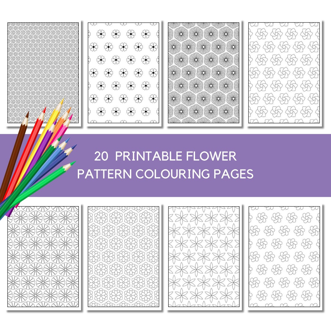 Flower Pattern Colouring Pages - Digital Download - Etsy