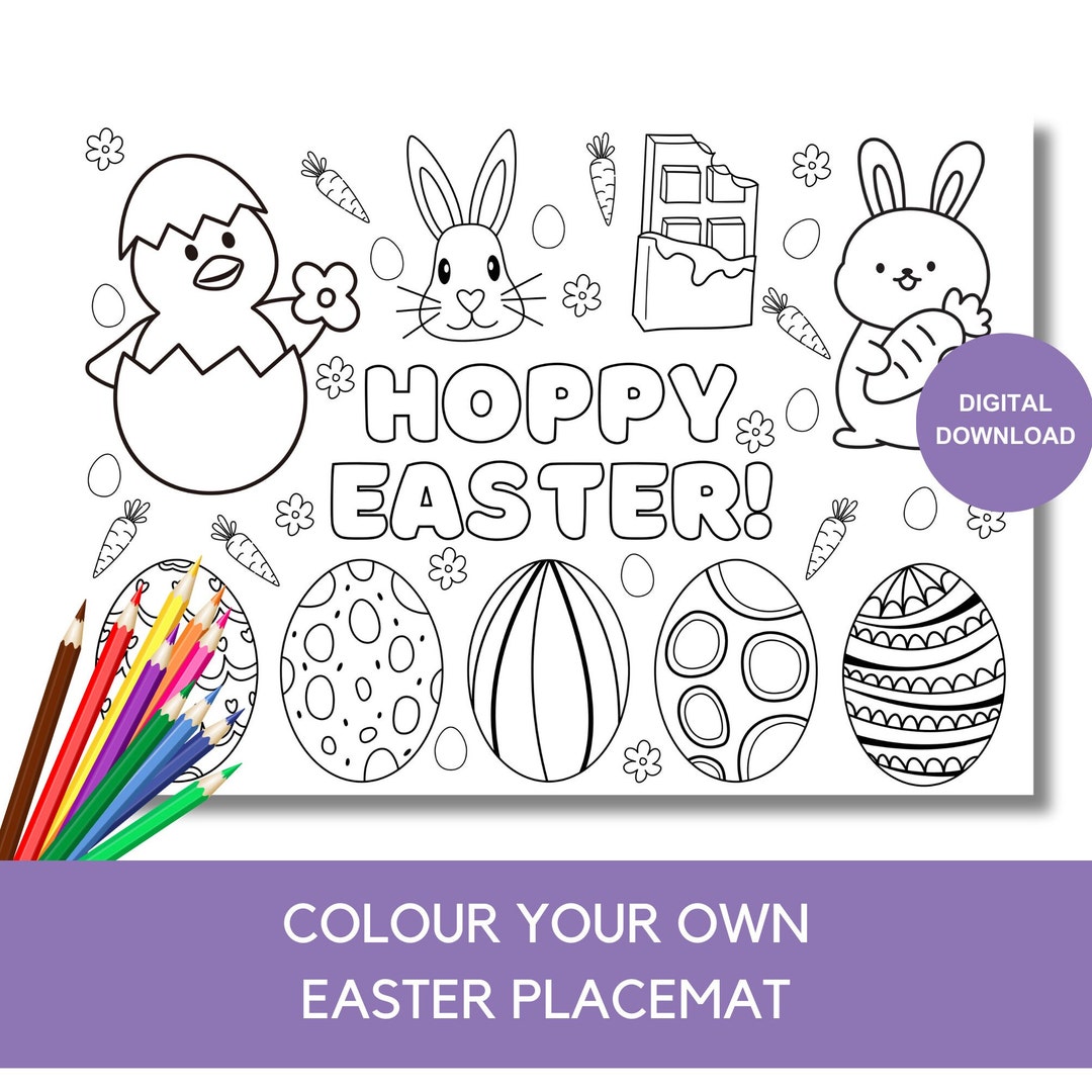 Easter Placemat - Colouring Placemat - Printable - Etsy