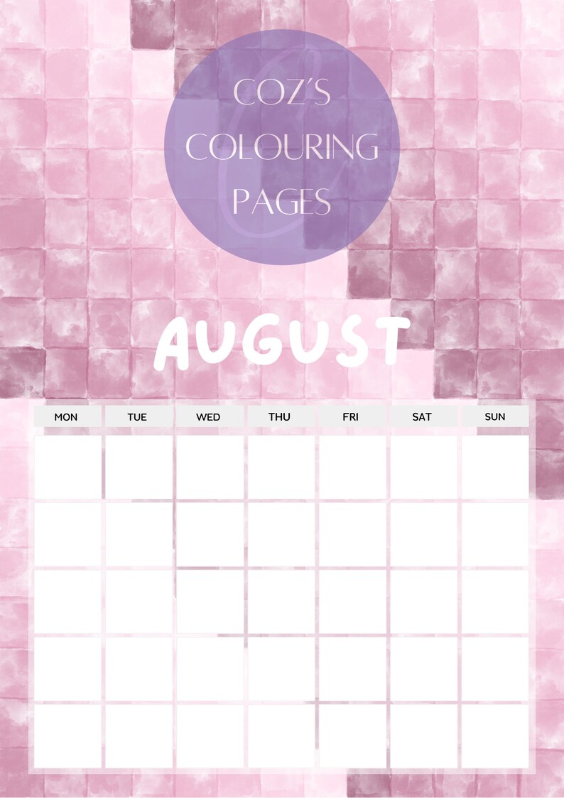 Calendar Reverse Colouring Pages Printables Digital Download - Etsy