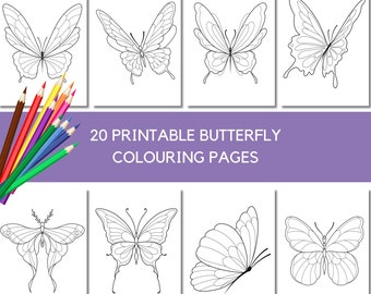 Printable Digital Coloring Page, Butterfly Scar Girl, Fantasy ...